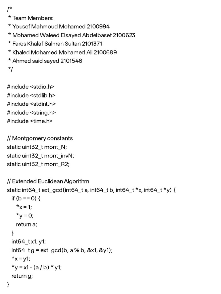 Montgomery Modular Arithmetic in C | PDF | Computer Programming | Secrecy