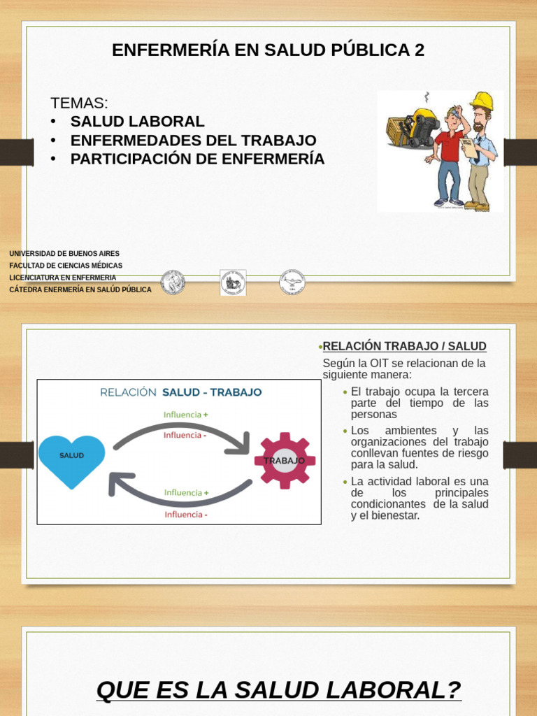 Clase Salud Laboral | PDF | Seguridad y salud ocupacional