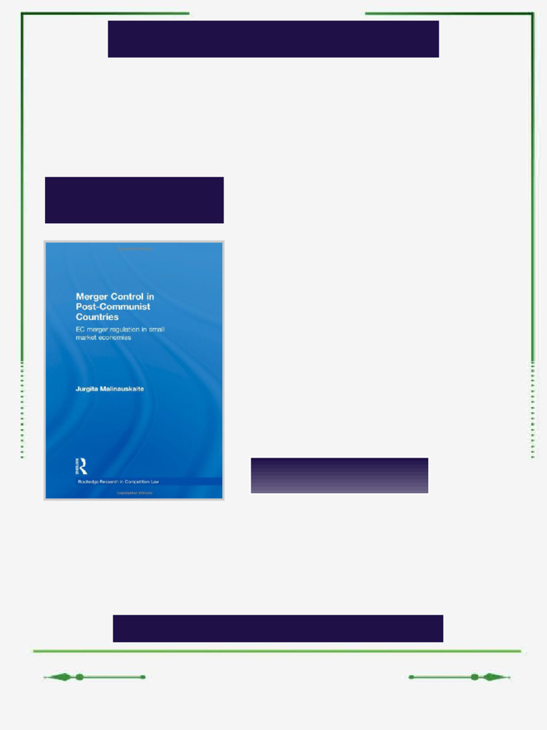 Merger Control in Post Communist Countries EC Merger Regulation in ...