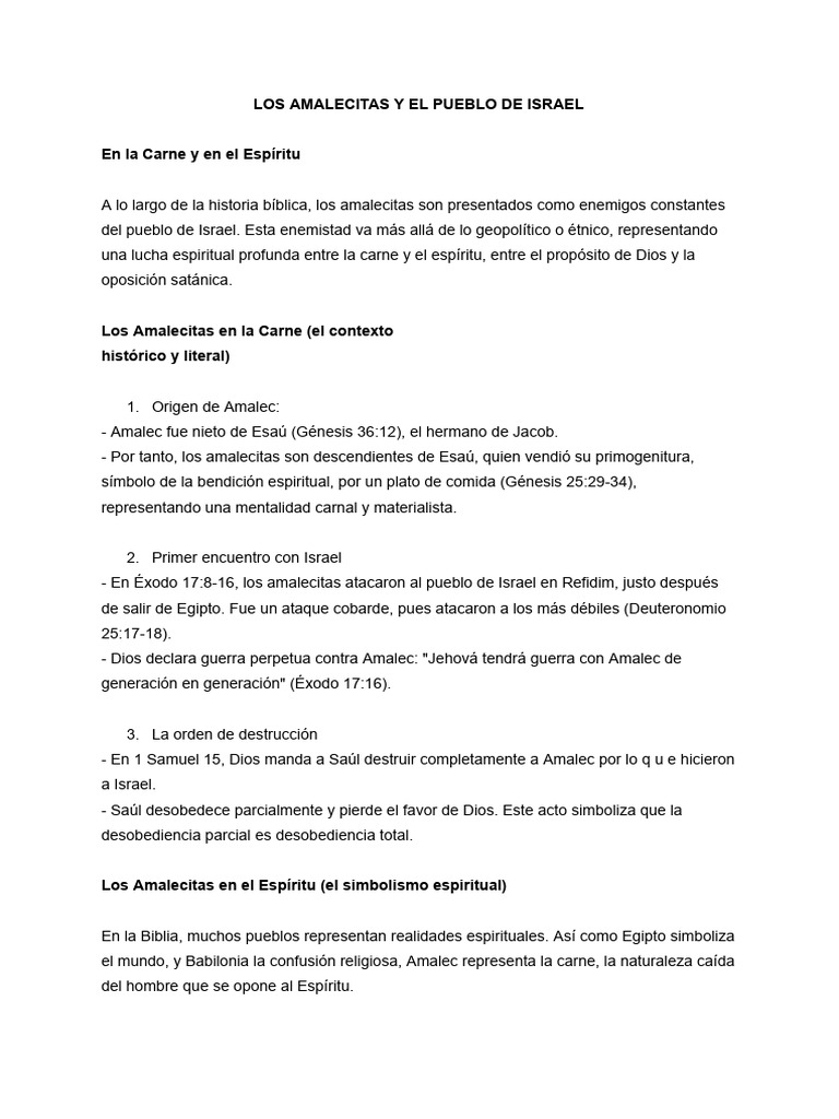 Amalec e Israel: Carne vs. Espíritu | PDF | Contenido bíblico | Libros ...