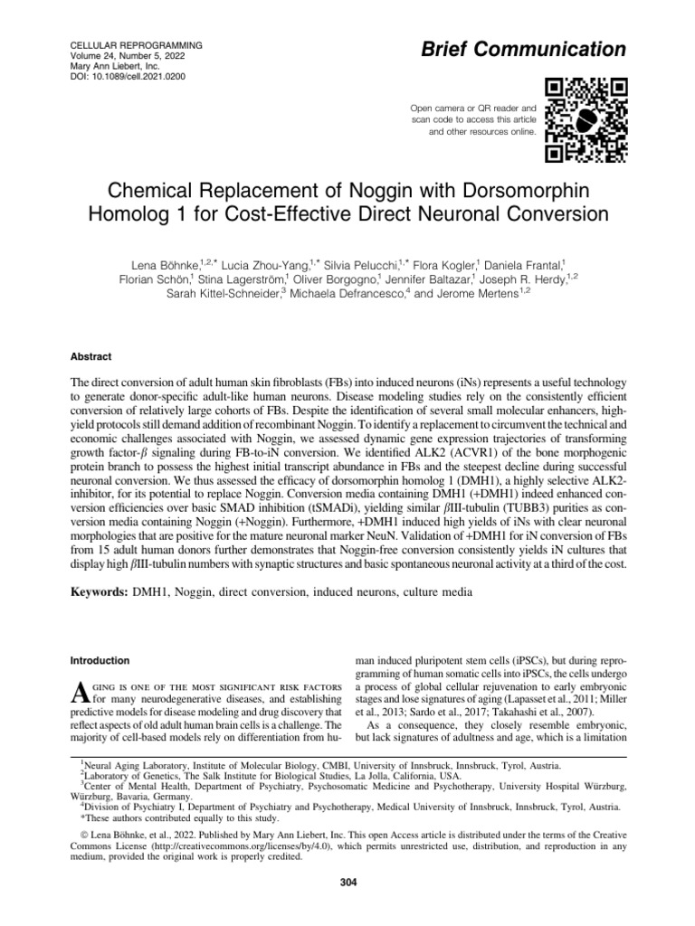 Cellular Reprogramming 22 Chemical Replacement of Noggin With ...