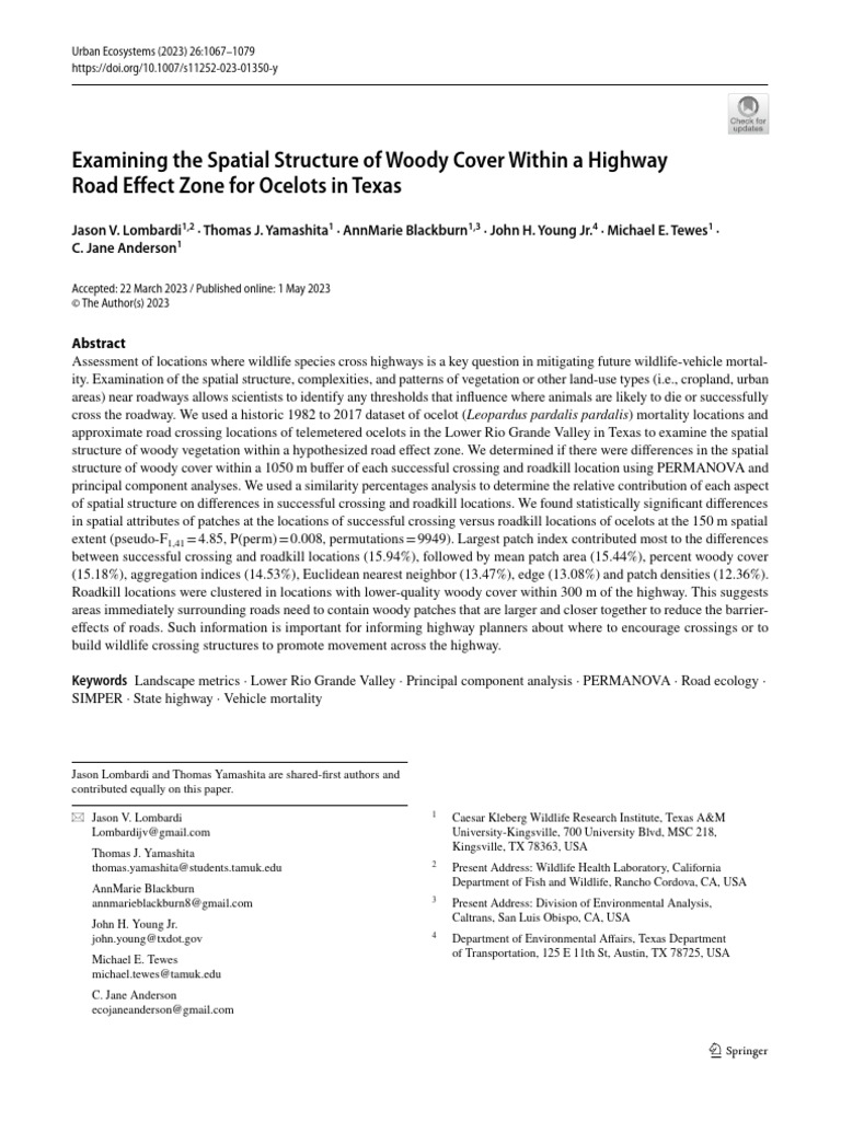 Examining The Spatial Structure of Woody Cover Within A Highway Road ...
