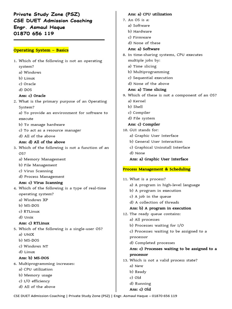 OS-11 | PDF | Process (Computing) | Operating System