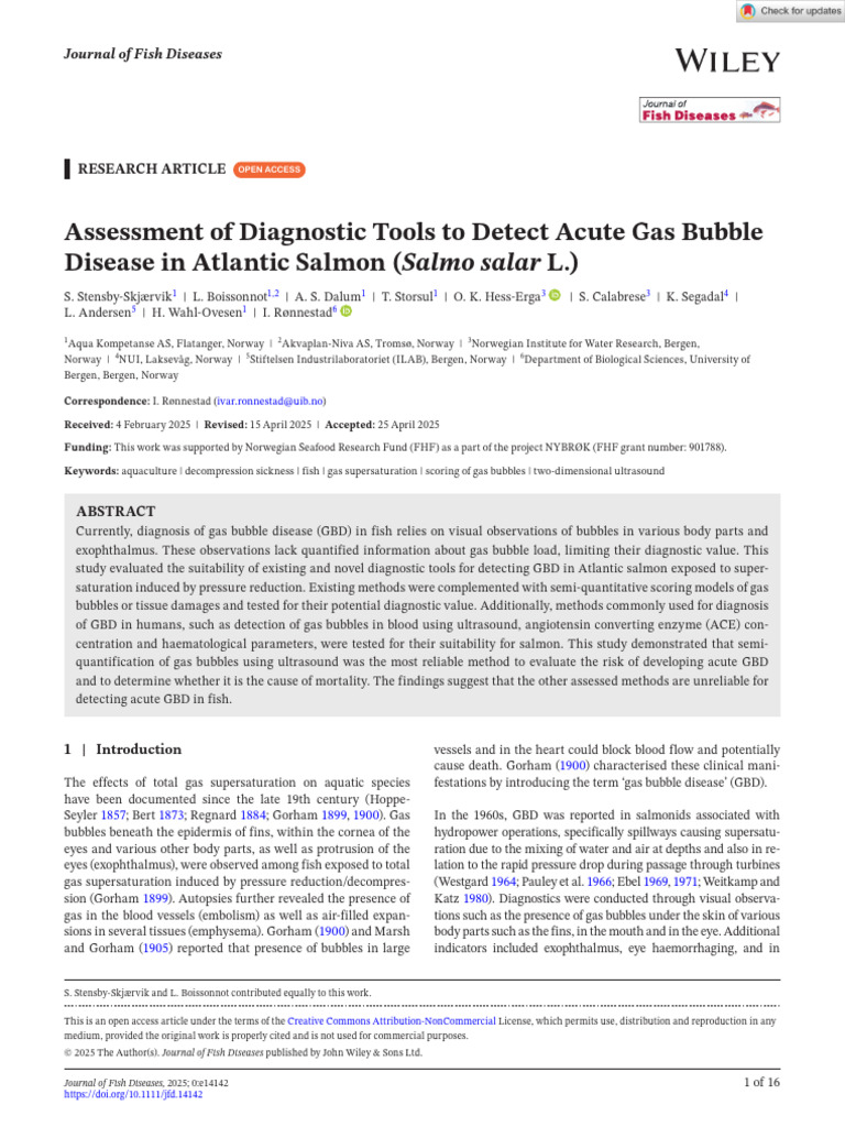 Journal of Fish Diseases - 2025 - Stensby‐Skjærvik - Assessment of ...
