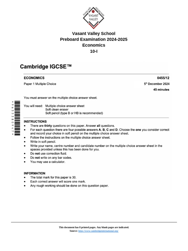 10I - Preboard Exam 2024 - Paper 1 | PDF | Labour Economics | Inflation