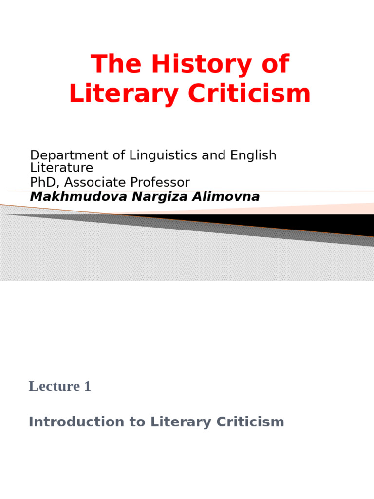 Lecture 1Intro | PDF | Literary Criticism | Literary Theory
