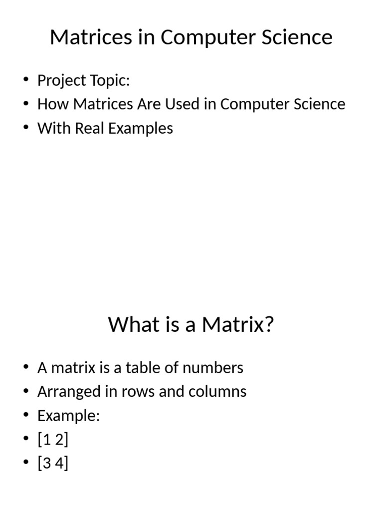 Matrices in Computer Science With Examples | PDF