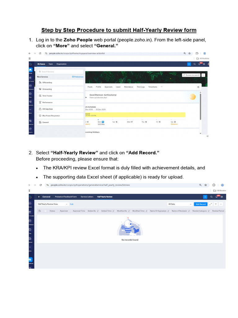 Step+by+Step+Procedure+to+Submit+Half+Yearly+Review+Form | PDF