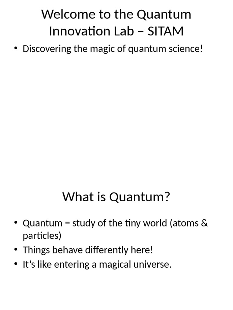 Quantum Innovation Lab SITAM Presentation | PDF