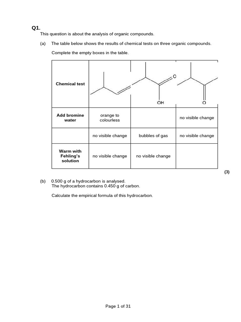 Organic Compound Analysis and Reactions | PDF | Chemical Equilibrium ...