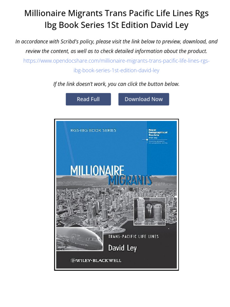 Millionaire Migrants Trans Pacific Life Lines RGS IBG Book Series 1st ...