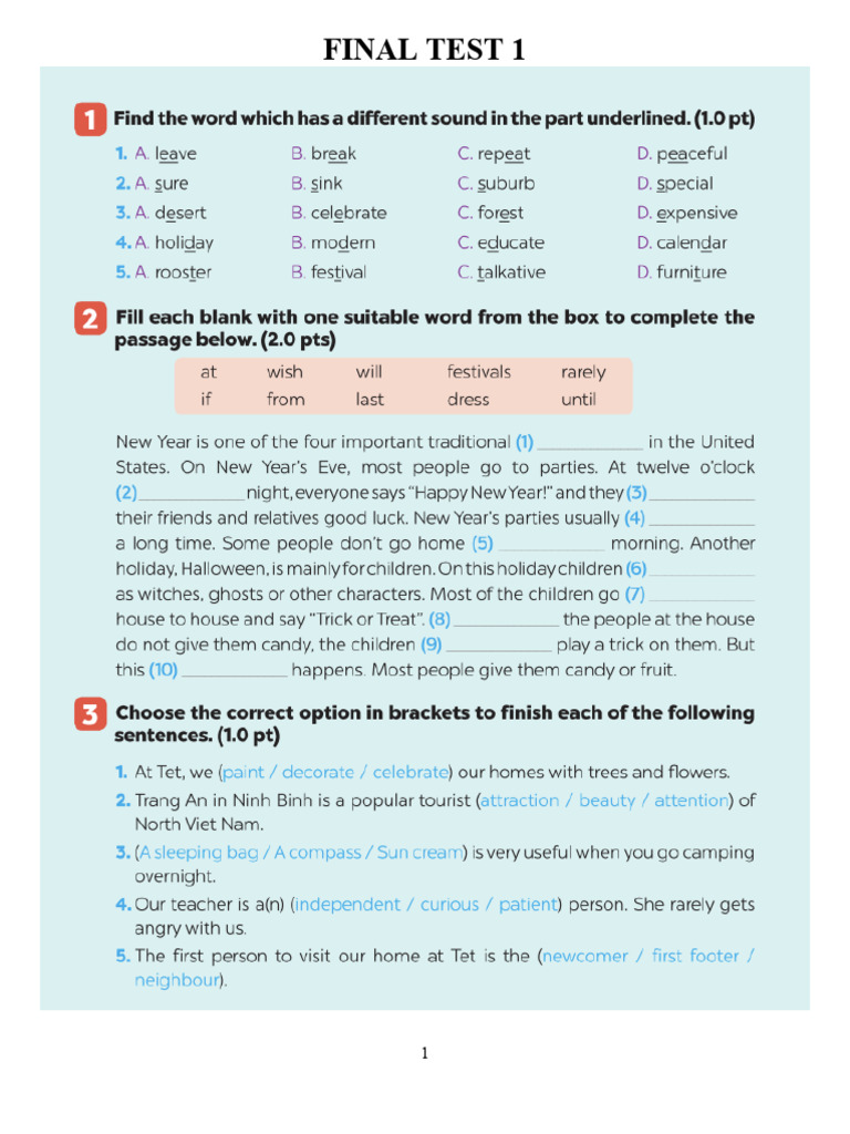 Final Test 1 | PDF