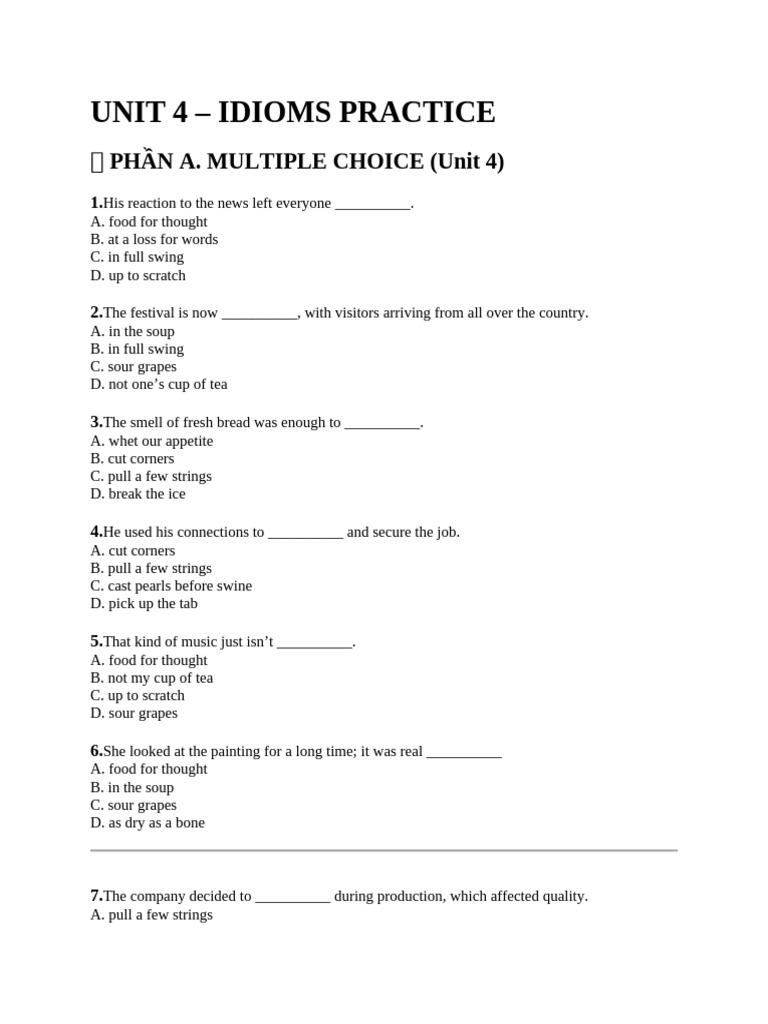 Unit 4 Idioms | PDF