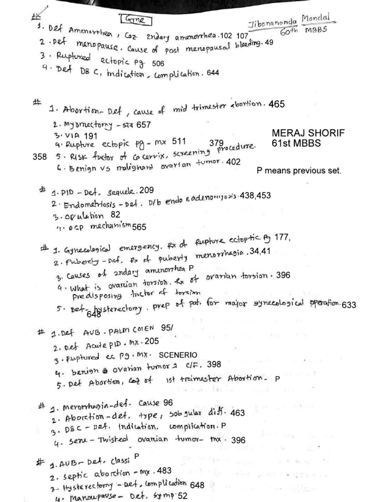 Obs & Gynae Set Rapid Vision With Page (Corrected) | PDF