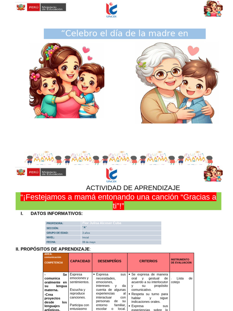 Celebración del Día de la Madre en Clase | PDF | Canciones | Aprendizaje