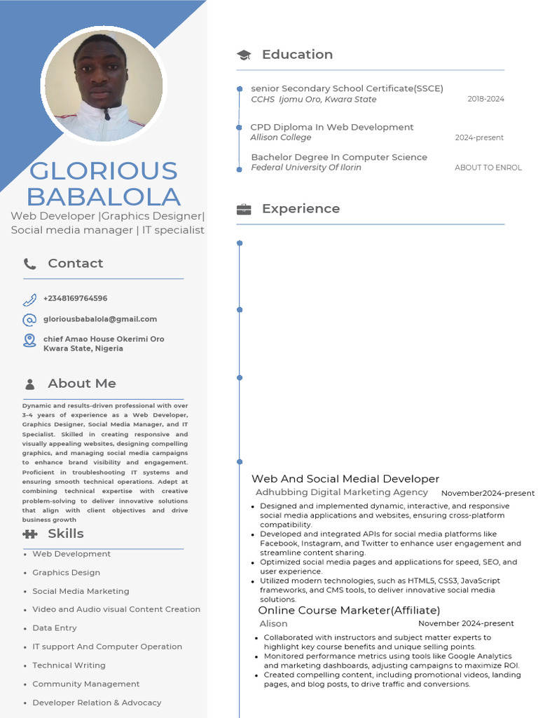 Modern Professional CV Resume | PDF | Web Development | Bootstrap ...