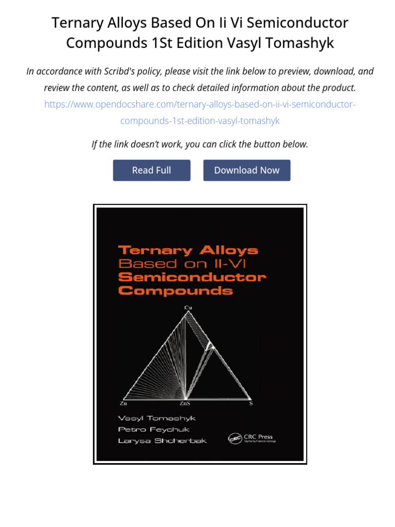 Ternary Alloys Based on II VI Semiconductor Compounds 1st Edition Vasyl ...