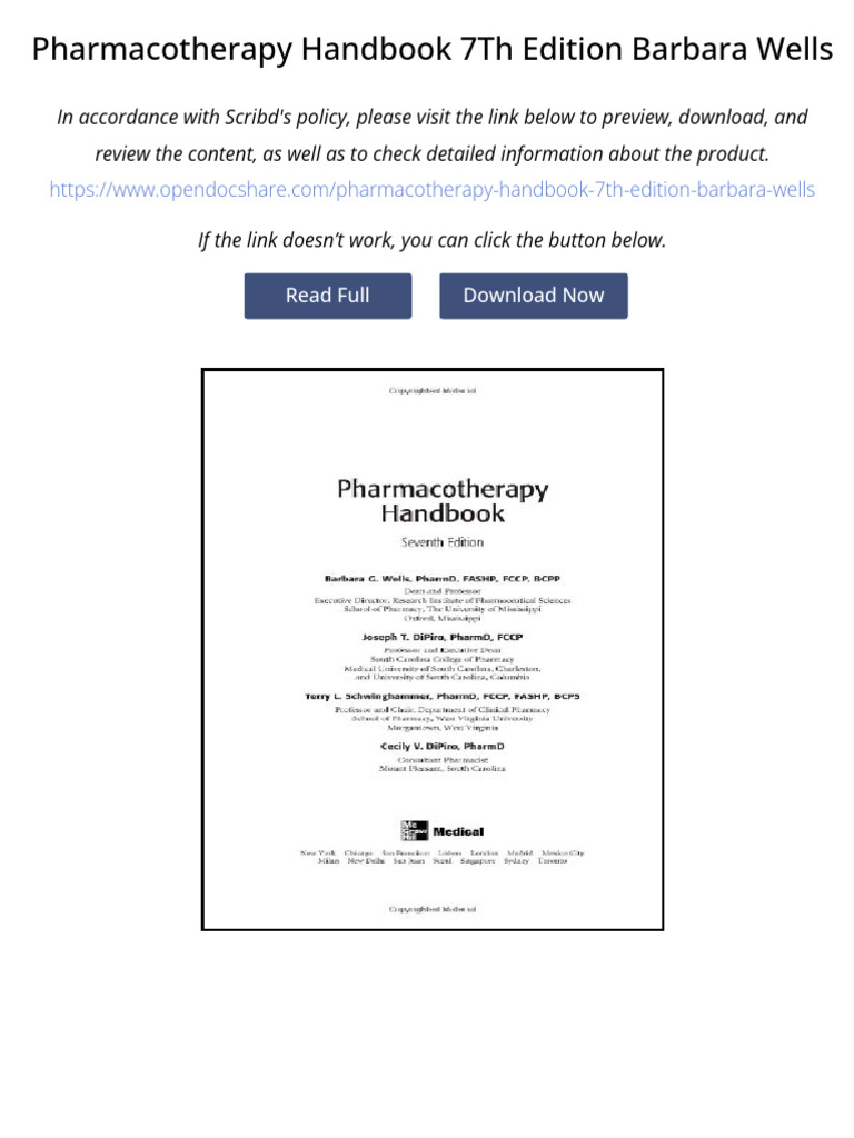 Pharmacotherapy Handbook 7th Edition Barbara Wells Available Full ...