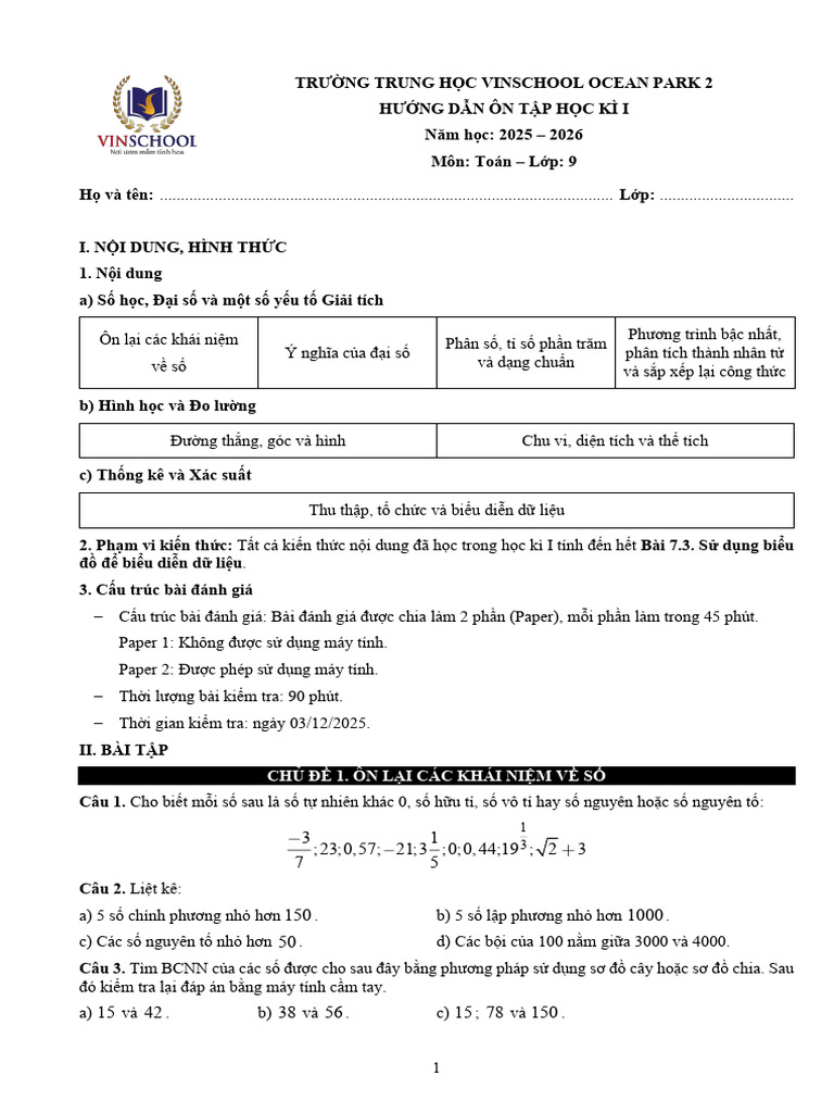 HDOT_TOÁN 9_HKI | PDF