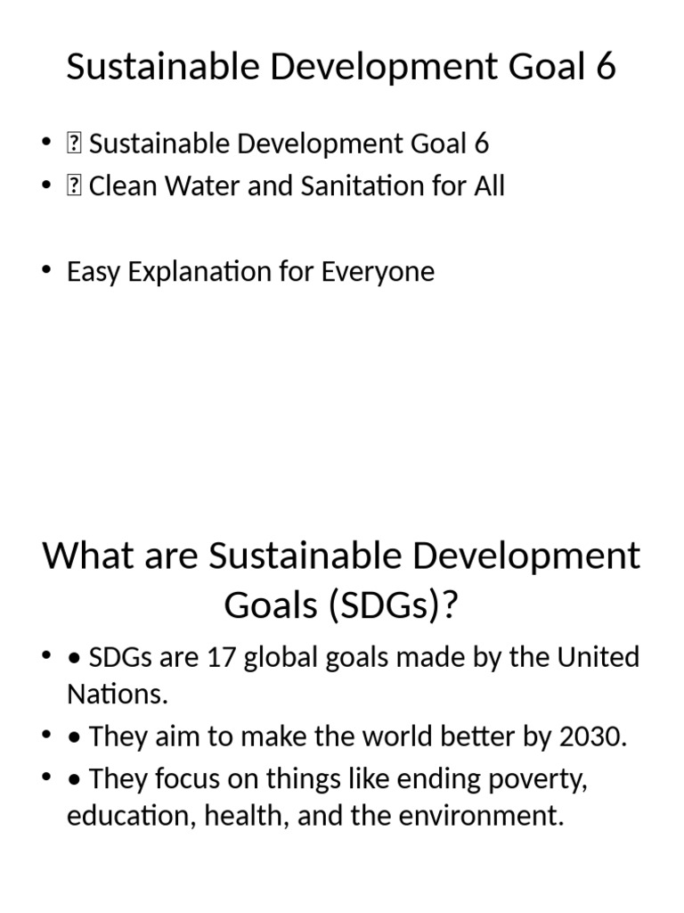 Clean Water and Sanitation Goals | PDF