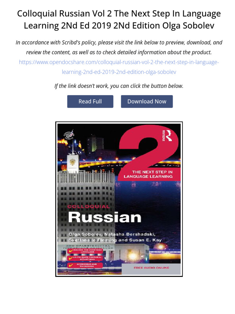COLLOQUIAL Russian Vol 2 The Next Step in Language Learning 2nd ed 2019 ...