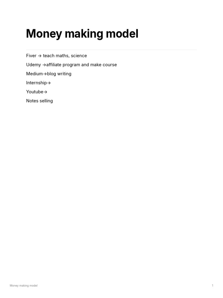 Diverse Online Money-Making Models | PDF