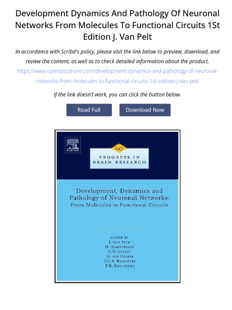 Development Dynamics and Pathology of Neuronal Networks From Molecules ...