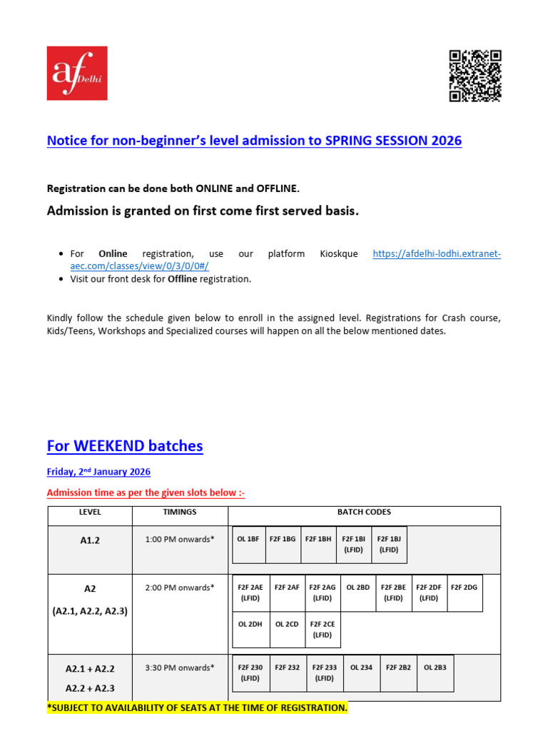 Notice for Admission to Spring Session 2026 | PDF