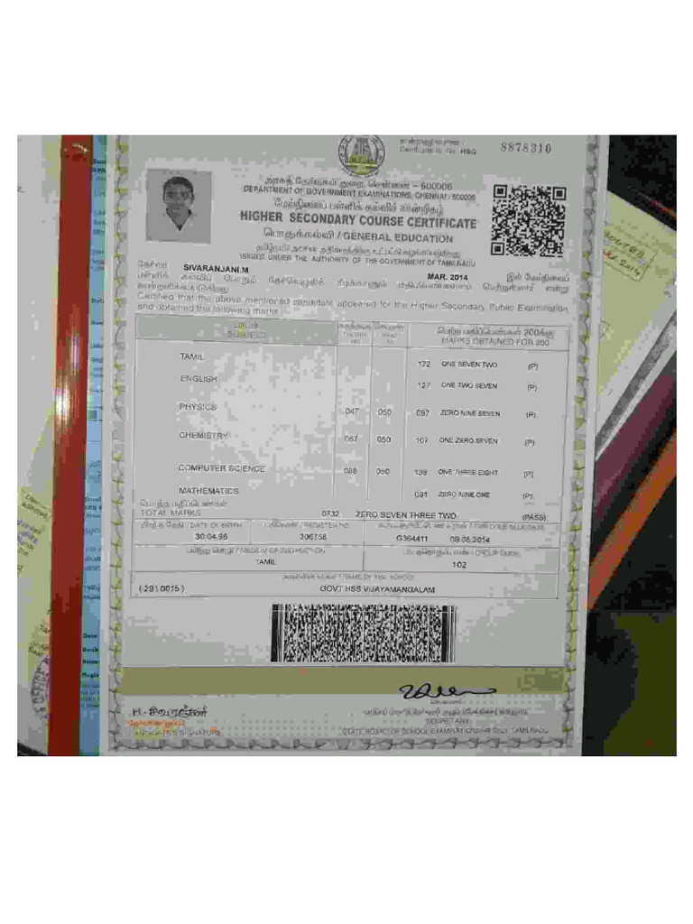 12th Mark Sheet | PDF