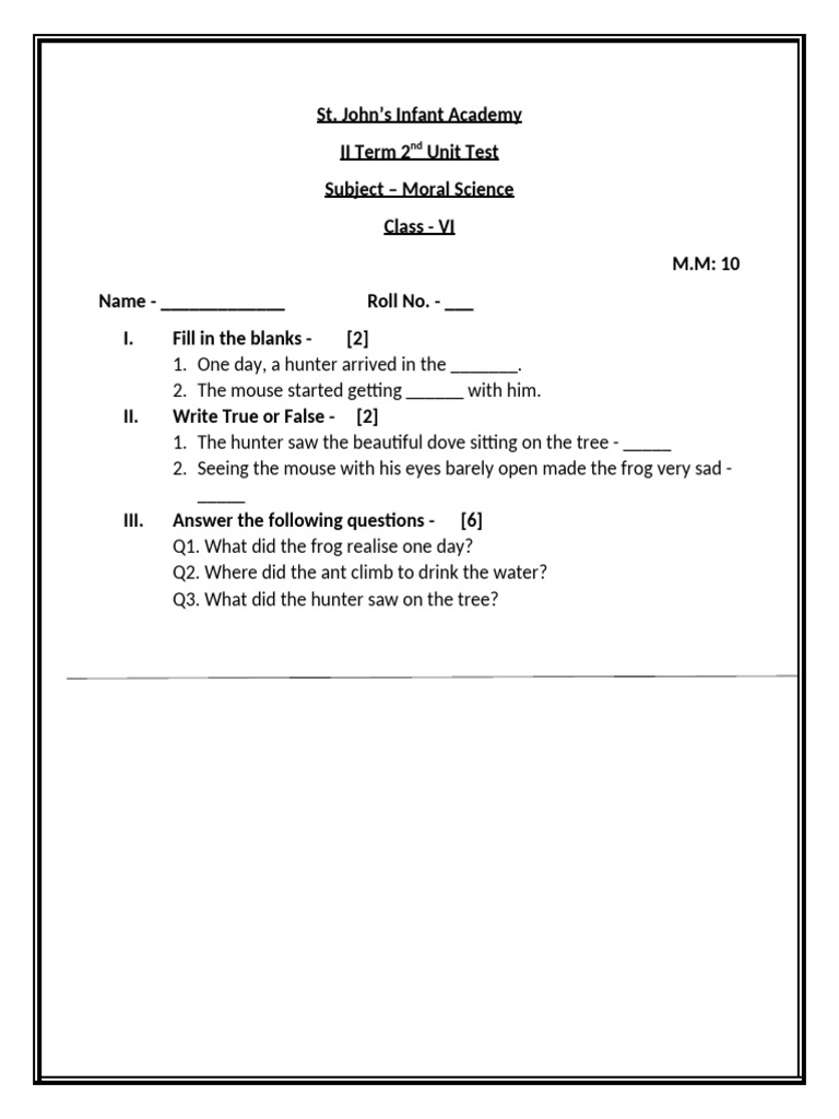 2nd Unit Class 6 Moral Science | PDF