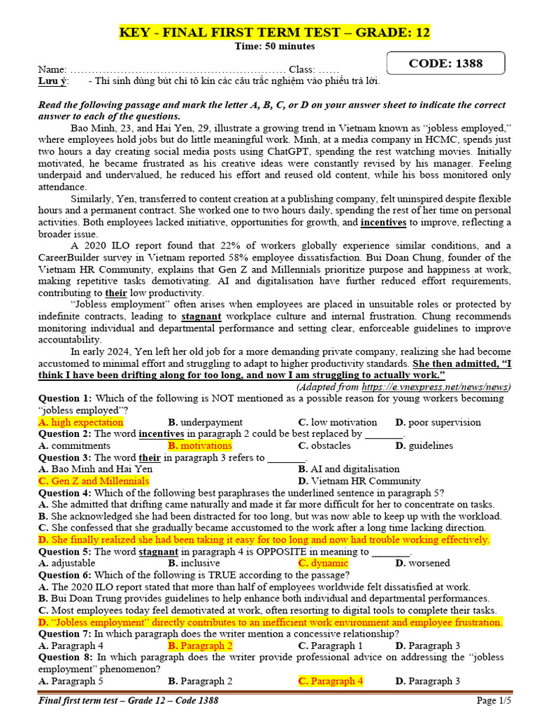Grade 12 Final Term Test Key 1388 | PDF | City | Conservation Biology