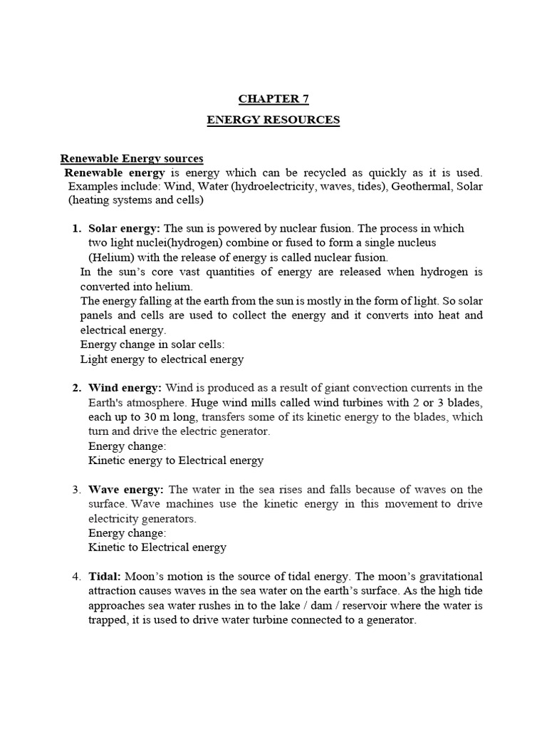 Overview of Renewable Energy Sources | PDF | Nuclear Fusion | Energy ...