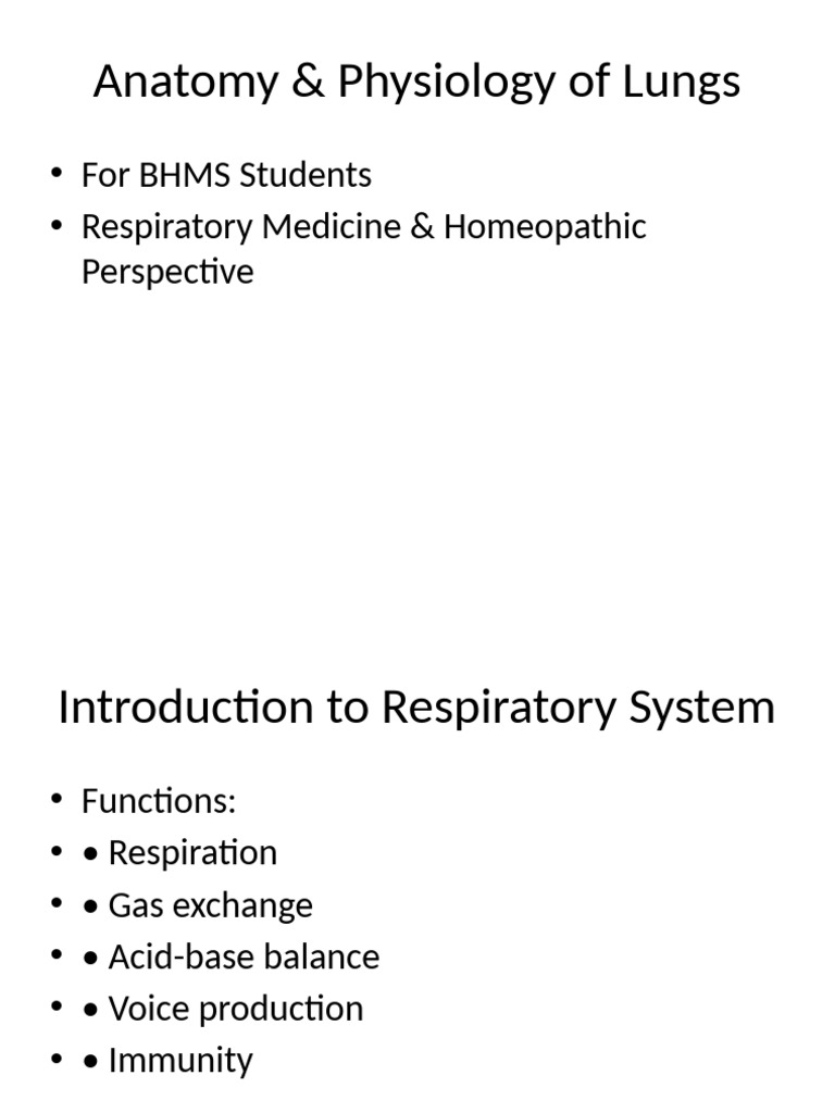 Anatomy and Physiology of Lungs BHMS | PDF | Lung | Respiratory System