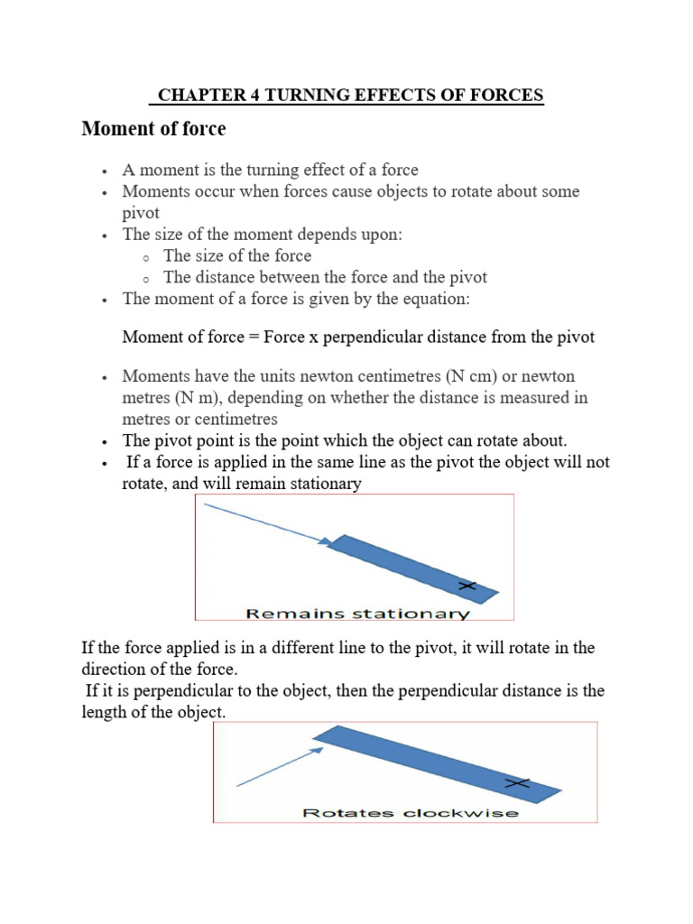 Turning Effects of Forces Explained | PDF | Center Of Mass | Force