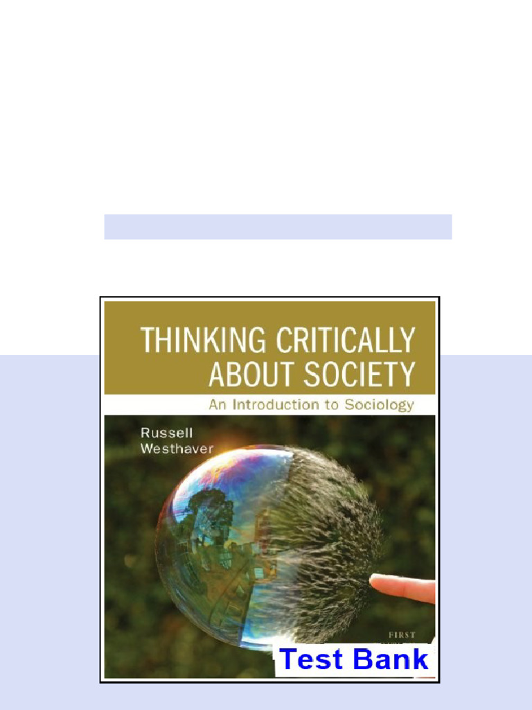 Thinking Critically About Society An Introduction to Sociology 1st ...