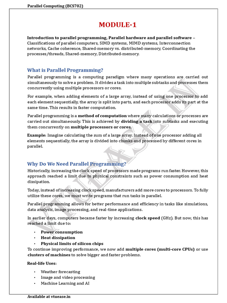 Vtuease.in PC BCS702 Module 1 | PDF | Parallel Computing | Central ...