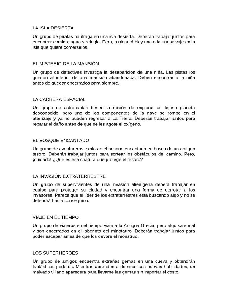 Escenarios para Juego de Roles | PDF