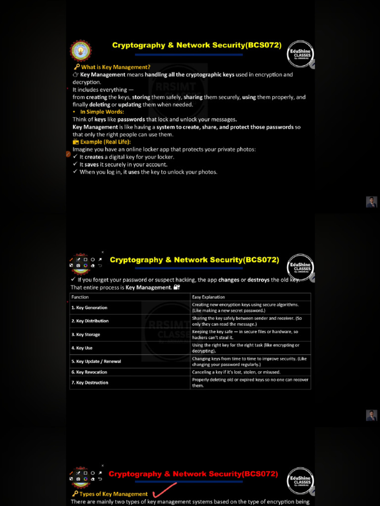 Cryptography and Network Security BCS072 Unit 4 One Shot _ Key ...