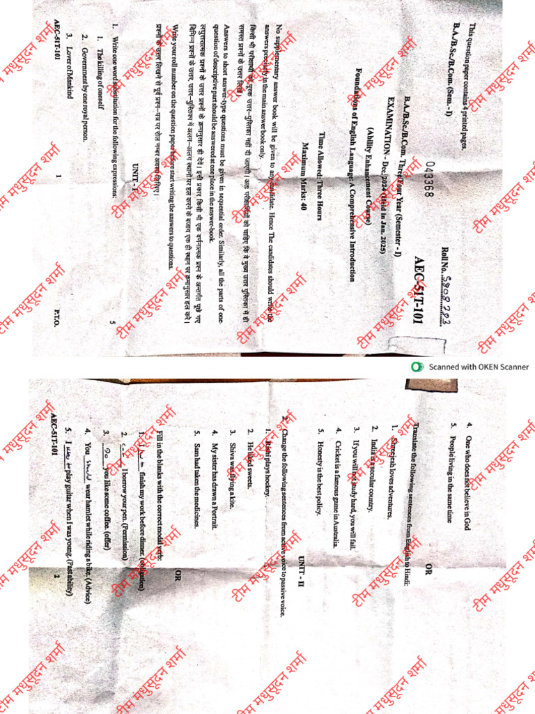 English Paper 2024 | PDF