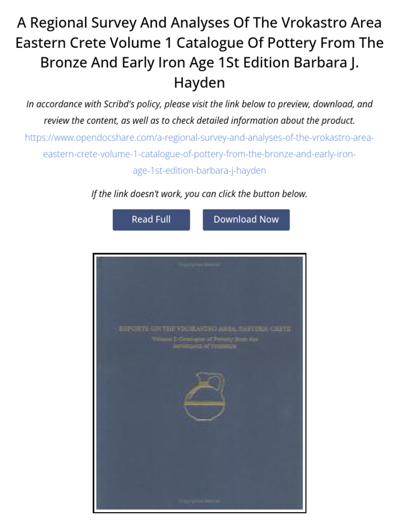 A Regional Survey and Analyses of the Vrokastro Area Eastern Crete ...