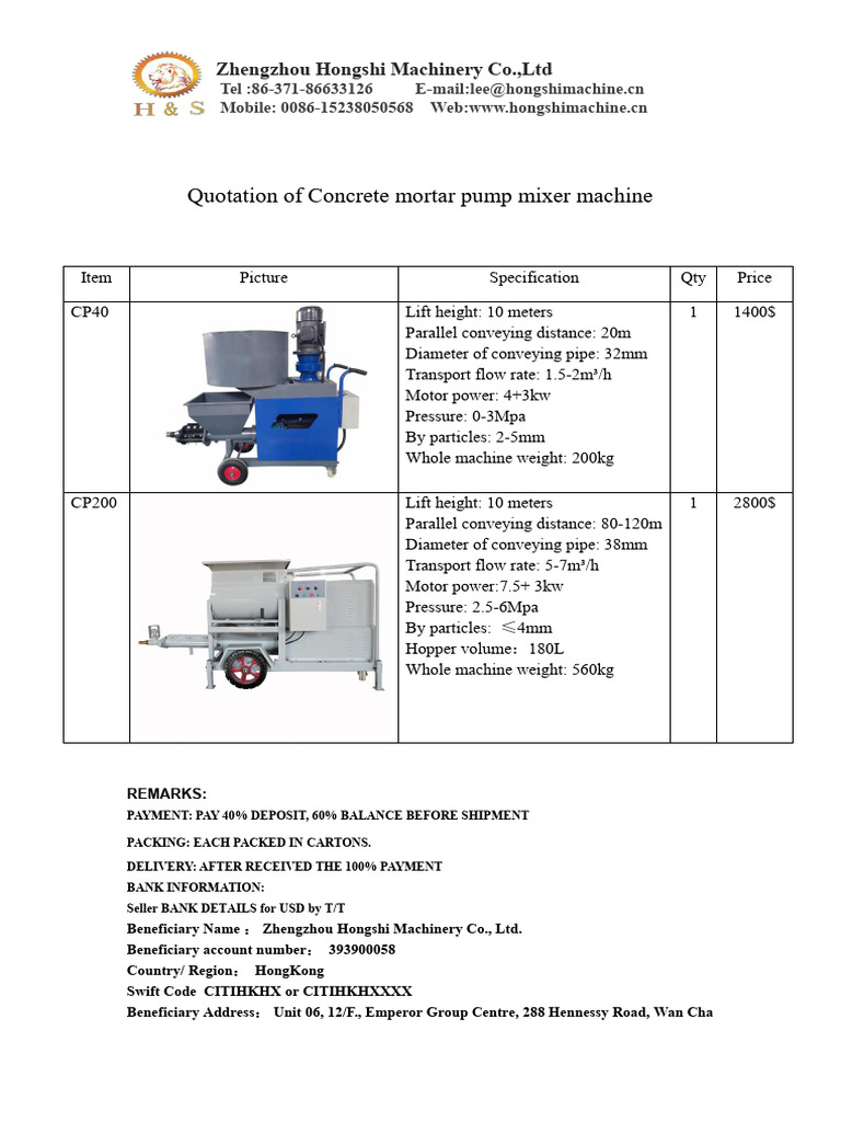 Quotation of Concrete Mortar Pump Mixer Machine(2025!11!30 17-51-31 ...