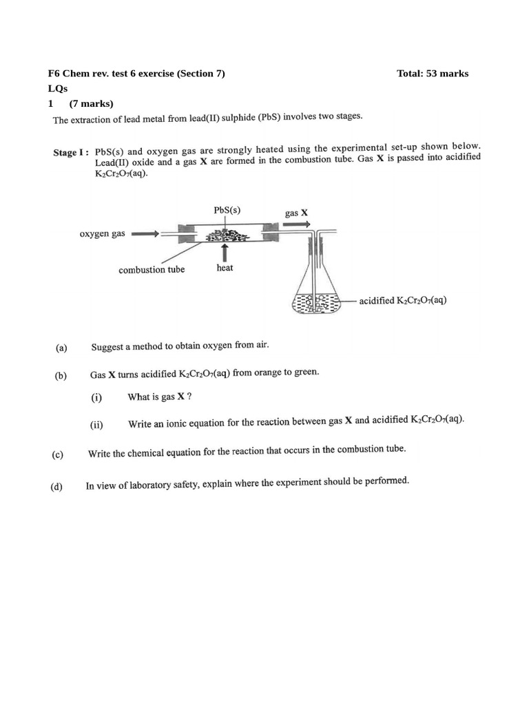 F6 Chem Rev Test Exercise (Section 7) (LQ Only) | PDF