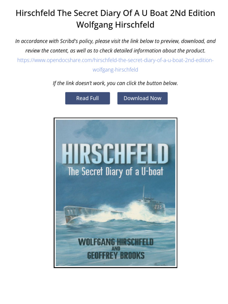 Hirschfeld The Secret Diary of a U boat 2nd Edition Wolfgang Hirschfeld ...