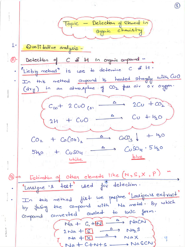 Detection of Elements in Organic Compounds | PDF