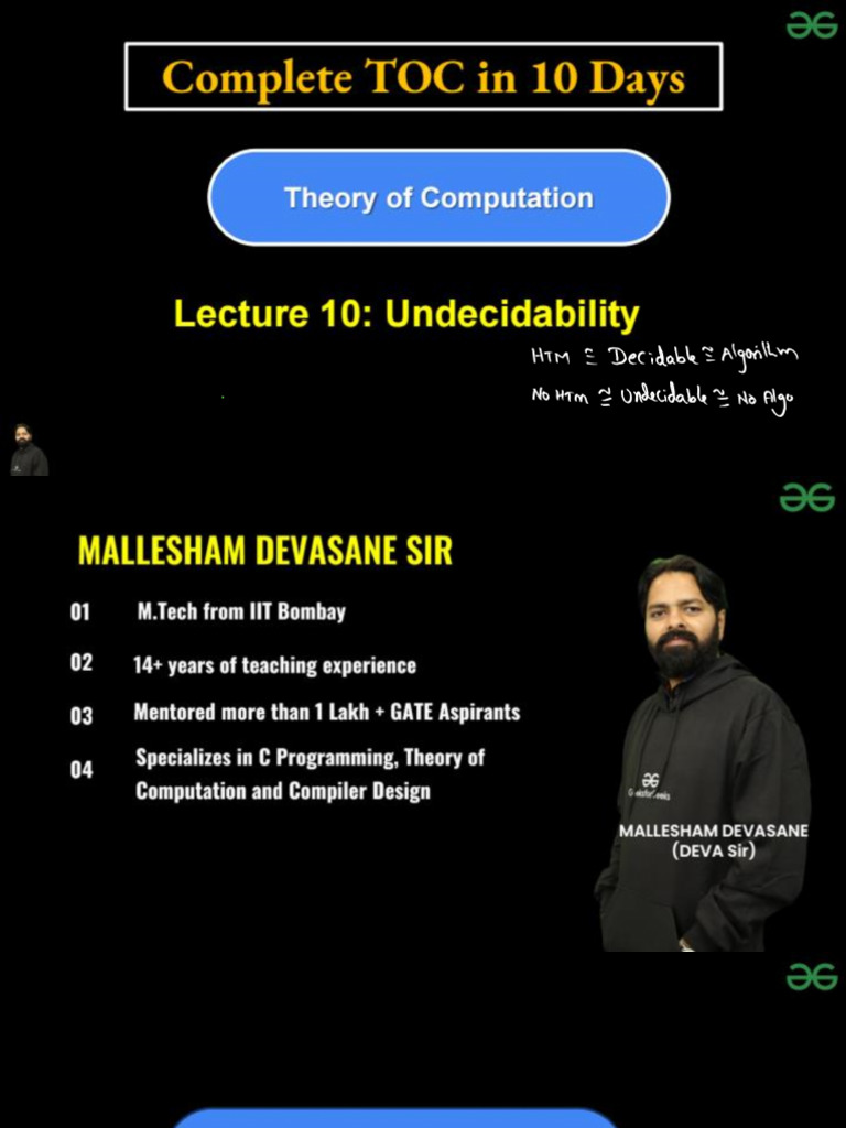 GATE TOC - Undecidability - 4 Hours | PDF