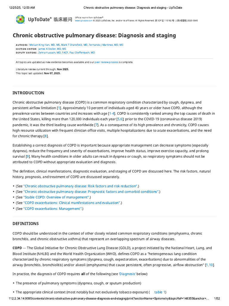 Chronic Obstructive Pulmonary Disease_ Diagnosis and Staging - UpToDate ...