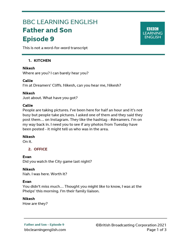 Bbc Learning English Drama Father and Son Episode 9 | PDF