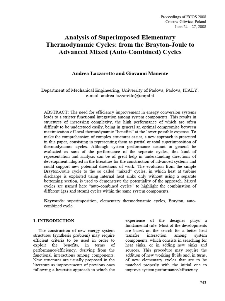 ECOS2008 Superimposed cycles | PDF | Steam | Combustion
