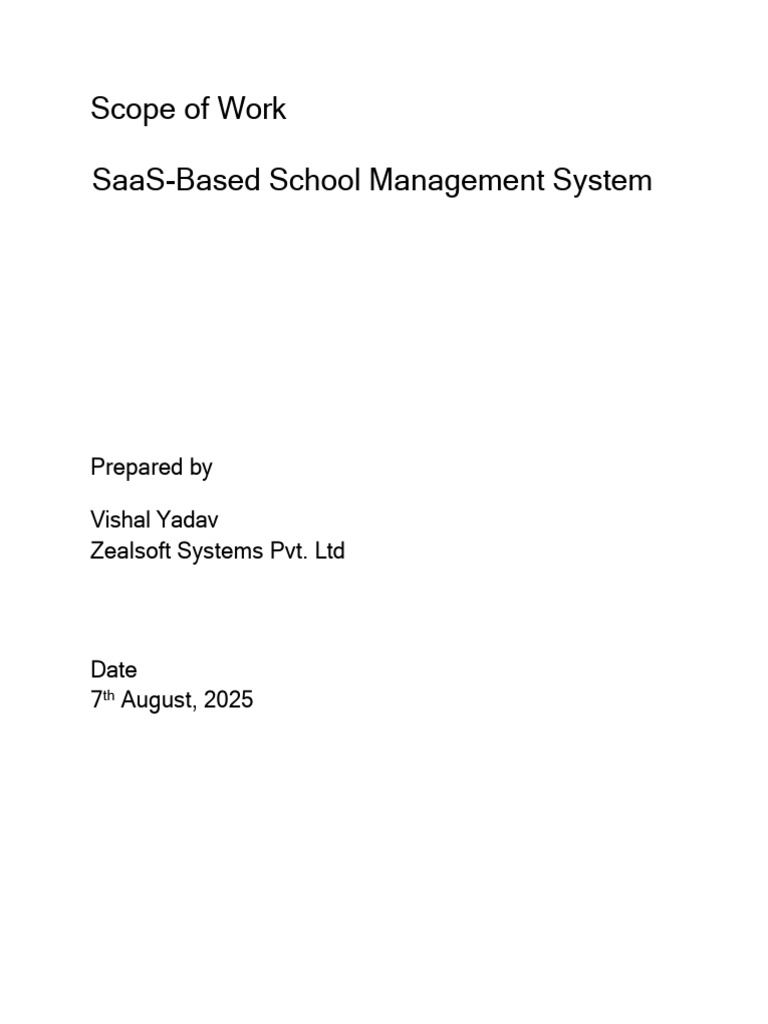 Scope of Work - SaaS-Based School Management System | PDF | Software As ...