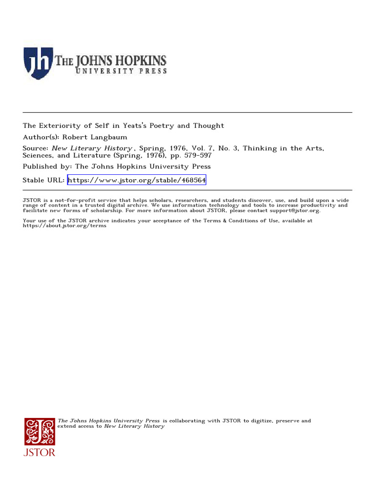 The Exteriority of Self in Yeats's Poetry and Thought | PDF | W. B ...